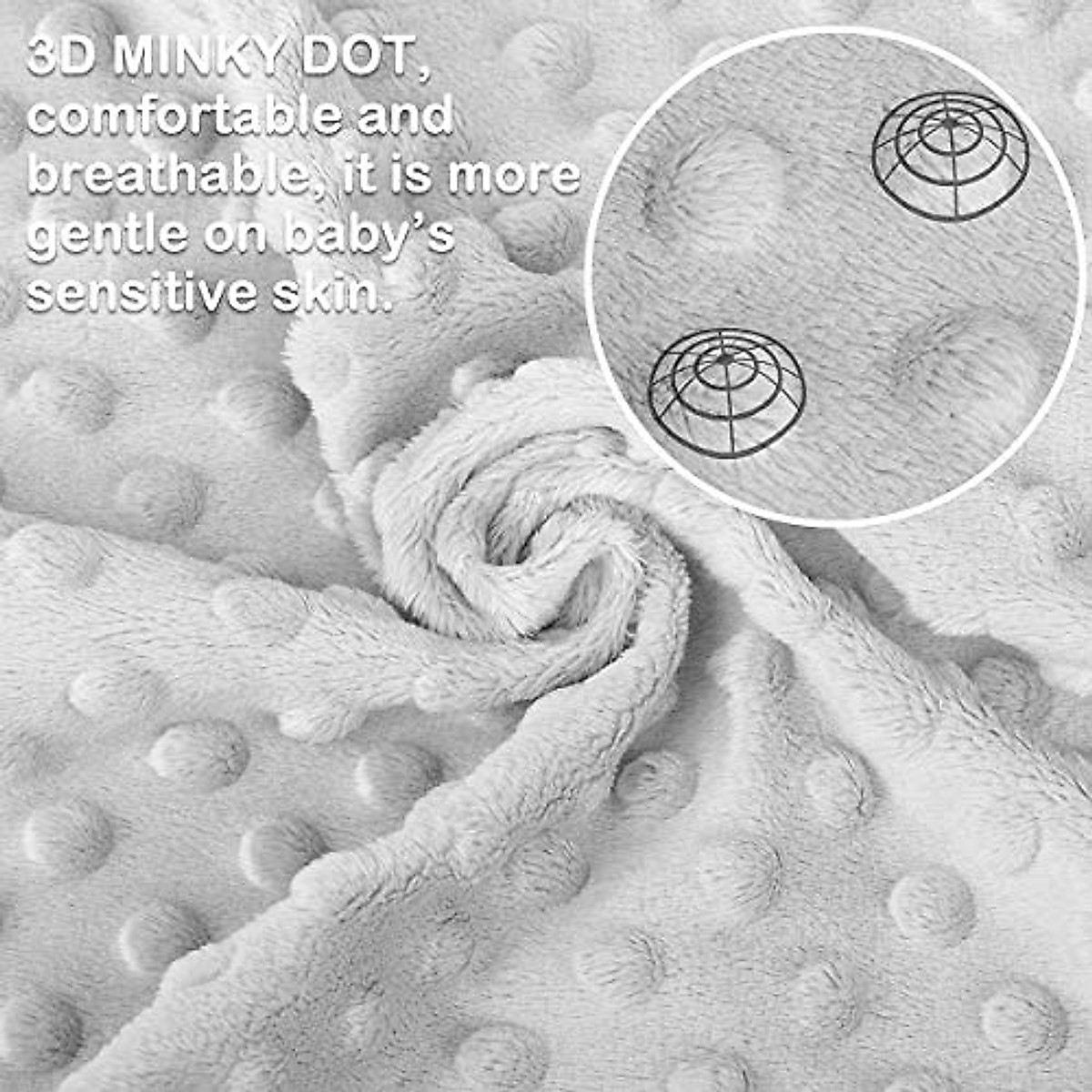 Nozaam - Baby Plush Minky Dot Changing Pad Cover - Ultra-Soft Stretchy Fitted Cover for Standard Nursery Changing Pad (Grey)