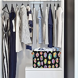 Buvan Fabric Storage Bins Rainbow Geometric Pattern Small Shelf Basket With Handles Decorative Cubes Box Organizer Containers for Shelves Home Office Decor