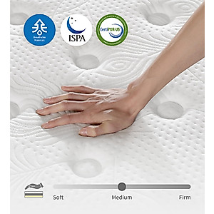 KOANTTI King Size Mattress,14 Inch Memory Foam Hybrid White King Mattresses,Pocket Spring King Mattress in a Box for Sleep Supportive Pressure Relief,Medium Firm Mattress.