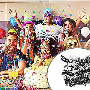 NiuZaiz Letter Happy Birthday 50g 1000 Pieces Confetti Party Favors (Black Silver Mixed)