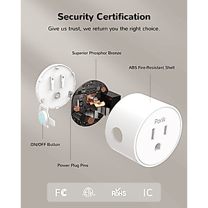 Smart Plug, PORIK WiFi Outlet Smart Home Plugs that Work with Alexa, Google Assistant & SmartThings, Smart Socket with Remote and Voice Control, Timer & Schedule, No Hub Required, 4 pack