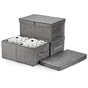 Dicunoy 3 Pack Fabric Storage Bins with Lids, Collapsible Foldable Storage Boxes with Handle for Organizing, Stackable Clothes Storage Cube Baskets for Shelves, Bedroom, Home, Nursery
