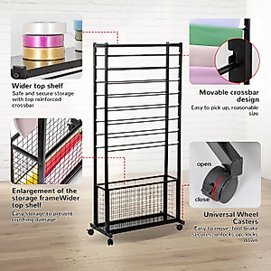 Stranthother Double-Sided 16-Layer Ribbon Holder Organizer Rack,Ribbon Holder,Ribbon Storage,Metal Large Capacity Ribbon Stand Organizer,Ribbon Display Rack Storage Shelf For Craft Room,Wrapping Paper