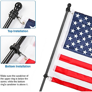 HIBLE 1 Inch Black Flag Pole Ring with Built-in Bearings, Spinning Aluminum Alloy Flagpole Rings, 360 Degree Rotating Tangle Free Flag Pole Spinners (Fit 0.75-1 Inch Pole)