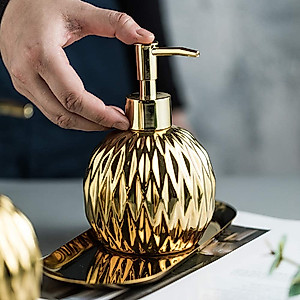 Pump Bottle,Soap Dispenser,Bathroom Hand Sanitizer Bottle, Shampoo and Shower Gel Separate Bottles, Suitable for Bathroom Hotel Clubs, with Tray, Gold, Silver, 400ml (Color : 2*