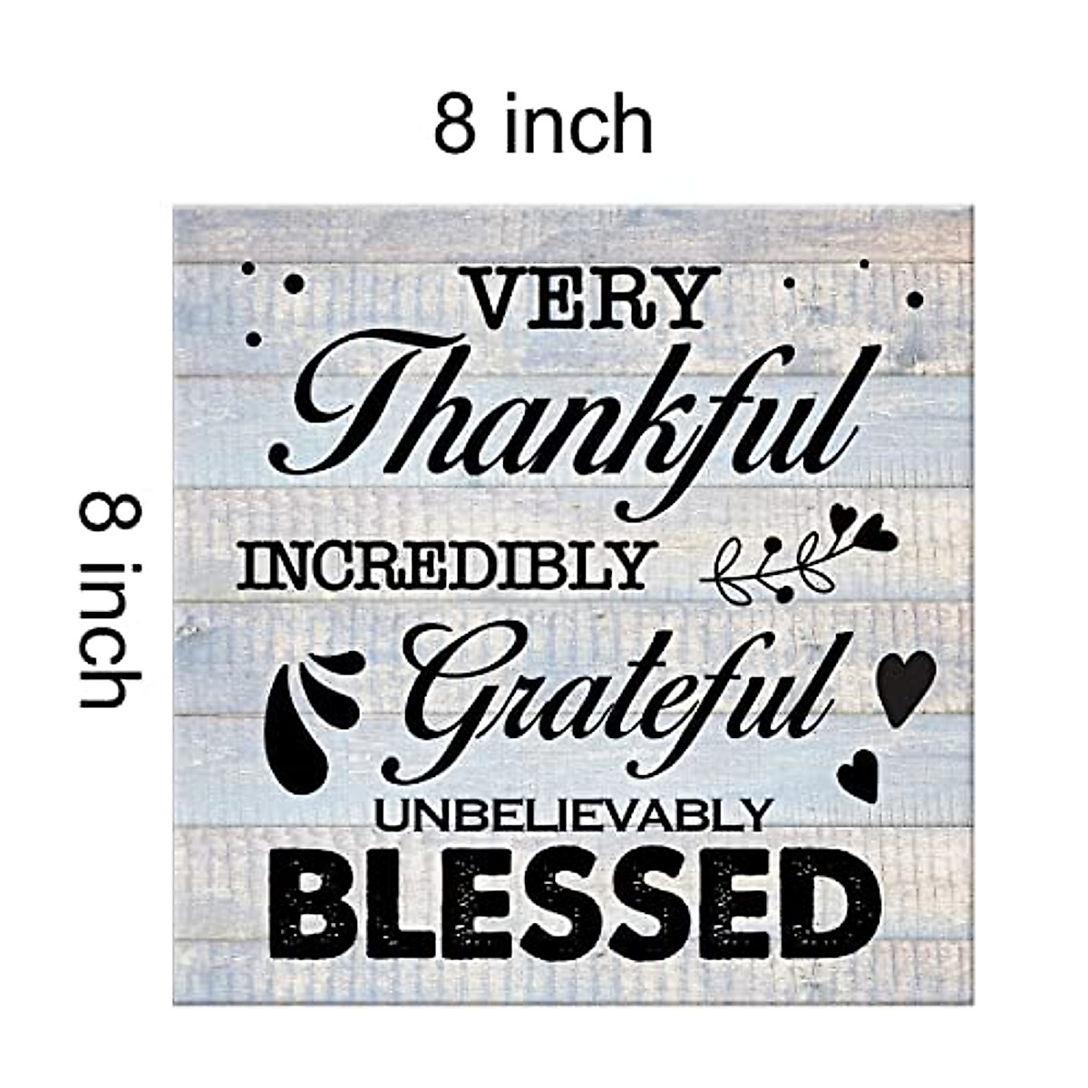 Lameila Thankful Grateful Sign Wall Art Prints Canvas Painting Rustic Very Thankful Incredibly Grateful Unbelievably Blessed Print Christian Home Decor 8" x 8"