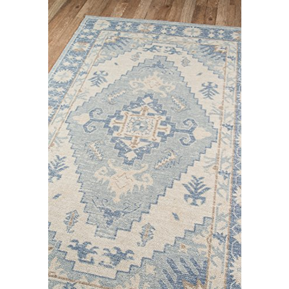 Momeni Anatolia Wool and Nylon Area Rug, 5'3" X 7'6", Blue