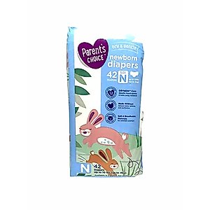 Parent’s Choice Dry & Gentle Newborn Diapers, Size Newborn, 42 Count, DRYNOW Core, Soft & Breathable Materials, Made Without Natural Latex, lotions or perfumes