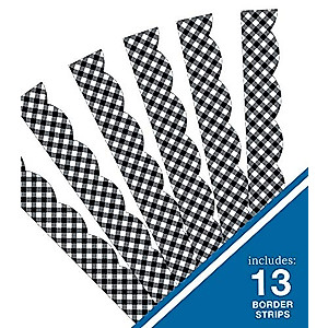 Schoolgirl Style Black and White Gingham Bulletin Board Borders, Woodland Whimsy Classroom Decorations, 39 Feet
