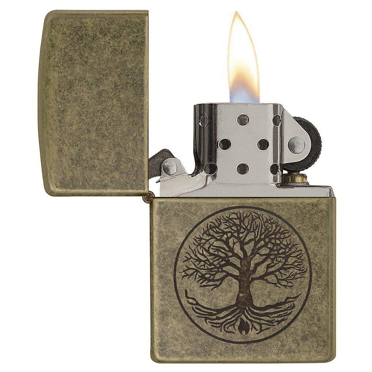 Zippo "Tree of Life Pocket Lighter, Antique Brass, One Size (29149)
