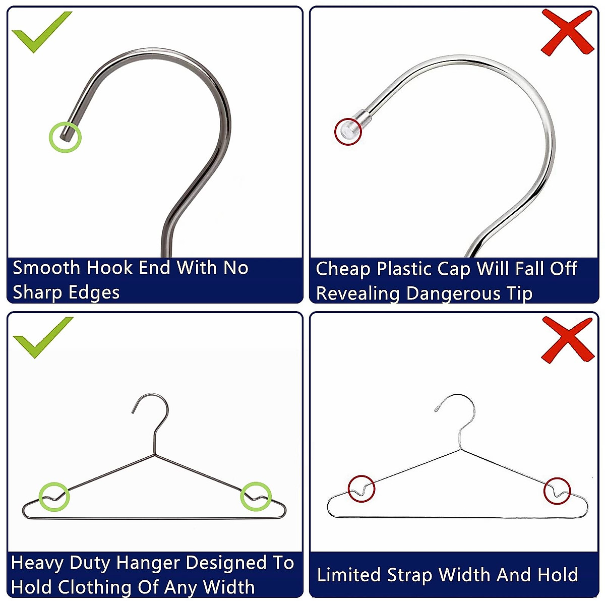 Amber Home 30 Pack 17" Strong Black Metal Wire Clothes Hangers, Heavy Duty Coat Hangers, Standard Suit Hangers for Jacket, Shirt, Dress (Black, 30)