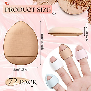 Gerrii 72 Pcs Finger Powder Puff Mini Makeup Sponge Soft Beauty Makeup Blender Puff for Foundation, Face Powder, Under Eye Setting, Concealer, Repair Cream, Cosmetic Tool (Pink, Beige, Blue, White)