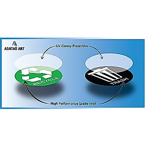 Ashtag Art Organize Trash and Recycling bin by Using Our Durable Trash Recycle Stickers .Each Measuring 5x5 inch Radius Designed to Simplify Your Garbage bin