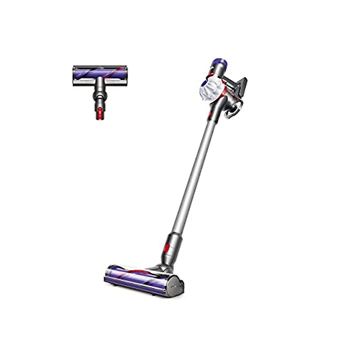 Dyson V7 Allergy HEPA Cordless Stick Vacuum Cleaner: Bagless Ergonomic, Telescopic Handle, Rechargeable, Carpet/Edge Cleaning, Height Adjustable Battery Operated (Silver)