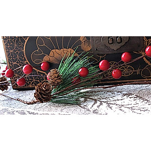 OLYPHAN Holiday Garland Red Berry Garlands Thanksgiving Table Decor, Christmas Fireplace Decoration Banister for Winter Holidays/Artificial Burgundy Berries for Indoor/Outdoor Xmas 6 Feet Long (6Ft)
