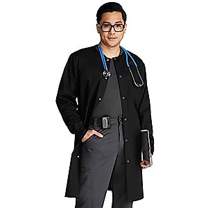 Cherokee Men & Women Scrubs Lab Coat Workwear Professionals 40" Snap Front WW361, M, Black
