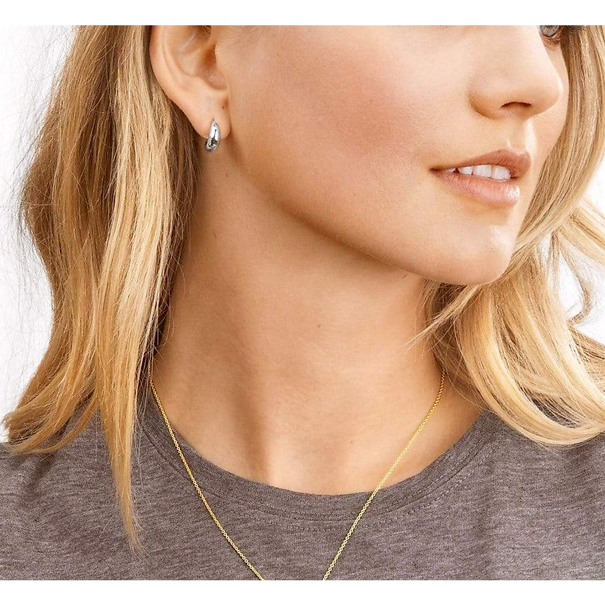 ALEXCRAFT Small Silver Hoops Earrings | Hypoallergenic Small Sterling Silver Post Half Open Hoop Earrings for Women