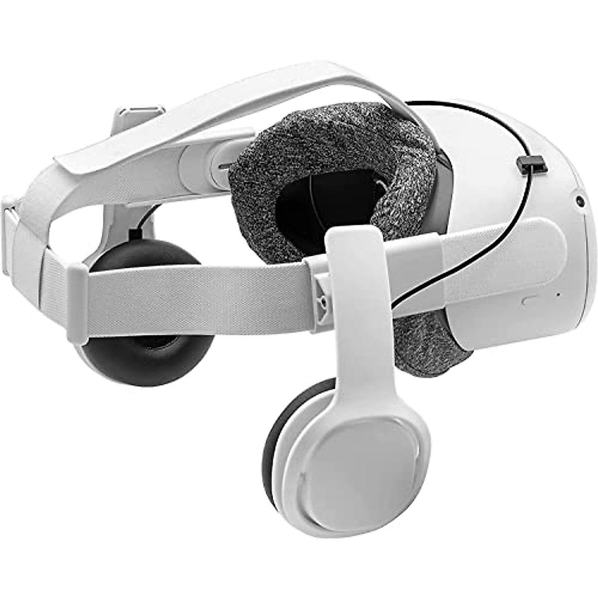 Stereo VR Headphones Custom Made for Meta Quest 2/Oculus Quest 2 Elite Head Strap & Original Head Strap-On Ear Deep Bass 3D 360 Degree Sound (White)