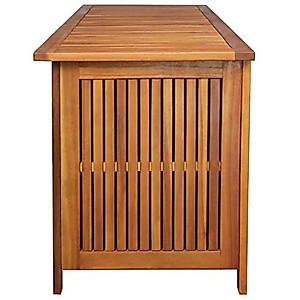 Festnight Outdoor Storage Bench Acacia Wood Garden Deck Box Storage Container Patio Backyard Poolside Balcony Furniture Decor 59" x 19.7" x 22.8" (W x D x H)