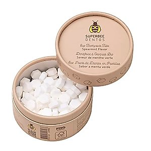 SuperBee Dentos Toothpaste Tablets, 150 Toothpaste Tabs, Fluoride Free & Eco Friendly, Travel Mouthwash Tablets, Sensitive Toothpaste Bites Kids Adults, Chewable Toothpaste Tablet, Spearmint