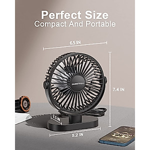 SWEETFULL USB Desk Fan Small Quiet - 3 Speeds Mini Personal Portable Fan 360° Rotation Adjustable, 6 Inch Office Table Cooling Gadgets on Desktop (Black)