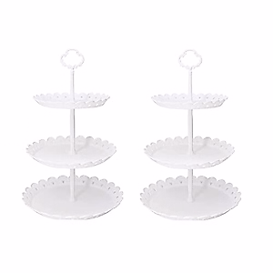 Cupcake Stand/Holder Plastic Dessert Stand White Cake Stand 3 Tiered Serving Stand Display Stand Reusable Pastry Platter for Wedding Birthday Baby Shower Tea Party Decorations