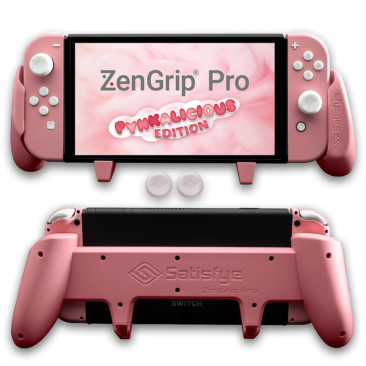 Satisfye - ZenGrip Pro Gen 3 OLED, a Switch Grip Compatible with Nintendo Switch - Comfortable & Ergonomic Grip, Joy Con & Switch Control. #1 Switch Accessories Designed for Gamers (Pink)