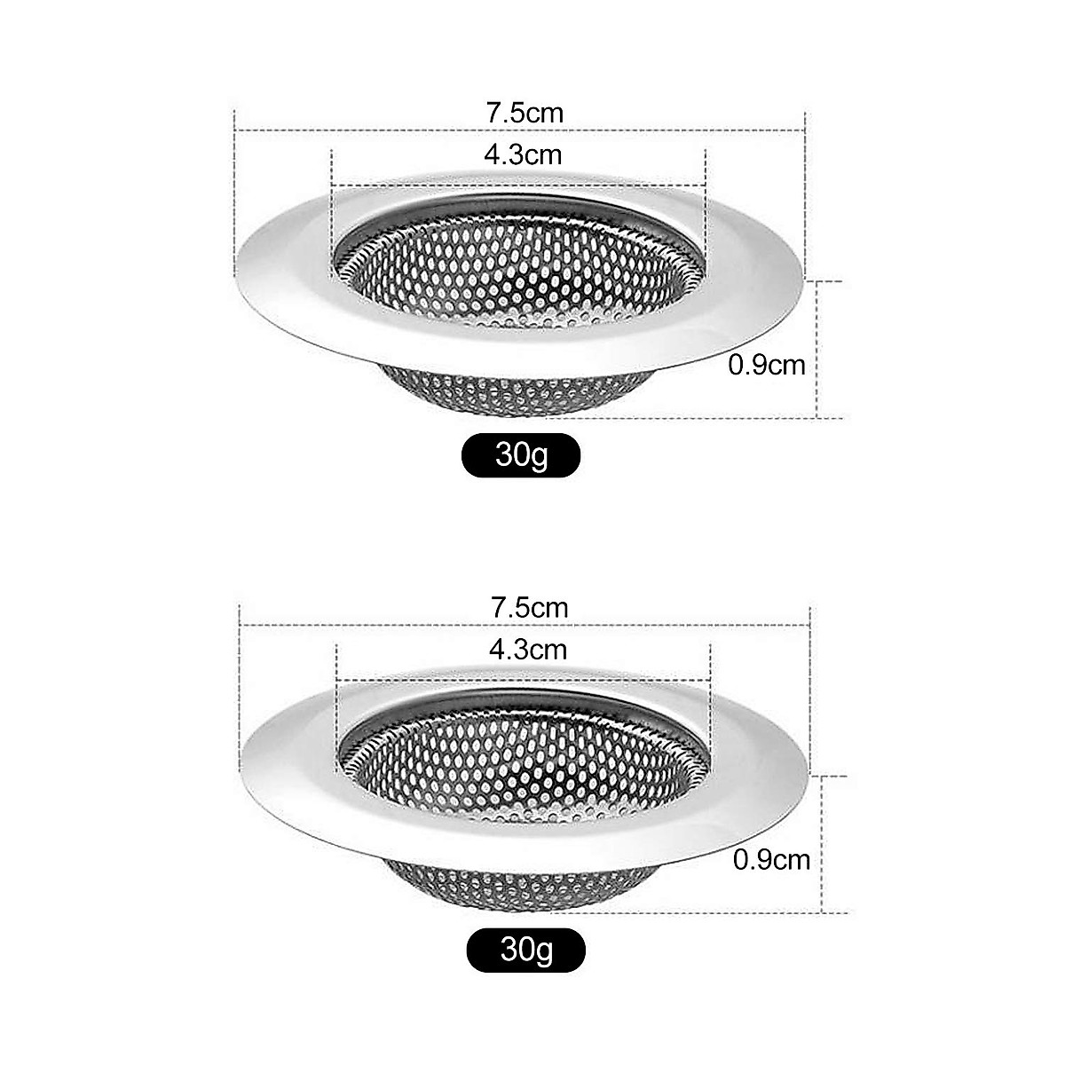 Kitchen Sink Strainer Kitchen Sink Stopper, Professional Stainless Steel Sink Filter, With Dense Mesh (2 PCS) for Draining Kitchen, Bathroom, Bathtub, Washbasin