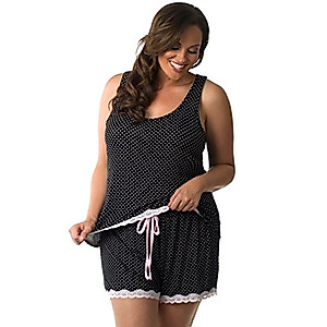 Velvet Kitten Comfy Plus Size Tank Top & Short 562856x 2X Black/Pink