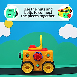 SUPA STEM Bolt Builders Kids Building Blocks | 101 Pcs Kids Building Toys | Nuts and Bolts Construction Toy Building Sets | Educational Toys for 3 Year Old Boys and Girls and Up | Ages 3 4 5 6 7 8 +