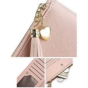 Wallets for Women Leather Cell Phone Case Holster Bag Long Slim Credit Card Holder Cute Minimalist Coin Purse Thin Large Capacity Zip Clutch Handbag Wallet for Girls and Boys Ladies (Pink)