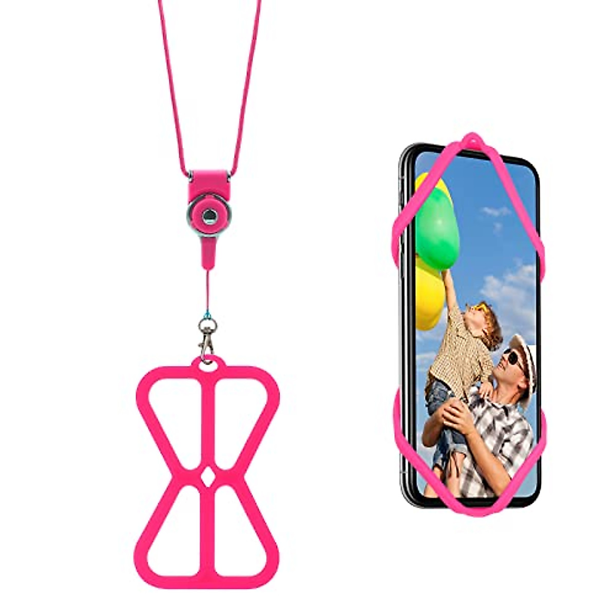 CalorMixs Universal Cell Phone Lanyard - Universal Neck Phone Holder w Adjustable Neck Strap - Compatible with iPhone Galaxy & Most Smartphones (Rose)