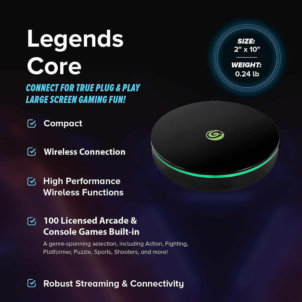 Legends Gamer Mini, Table Top Arcade Game Machine, Home Arcade, Classic Retro Video Games, 100 Licensed Arcade & Console Games, Includes Action Fighting Puzzle Sports & More, WiFi Connectivity