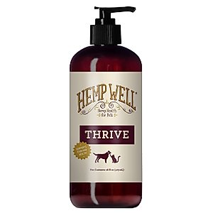 Hemp Well Hemp Thrive Oil for Dogs and Cats – 16 Ounces of Organic Hemp Oil Supplement for Dog and Cat Health, Calming, Joint Support, ImmuneHealth, and Itchy Skin Relief