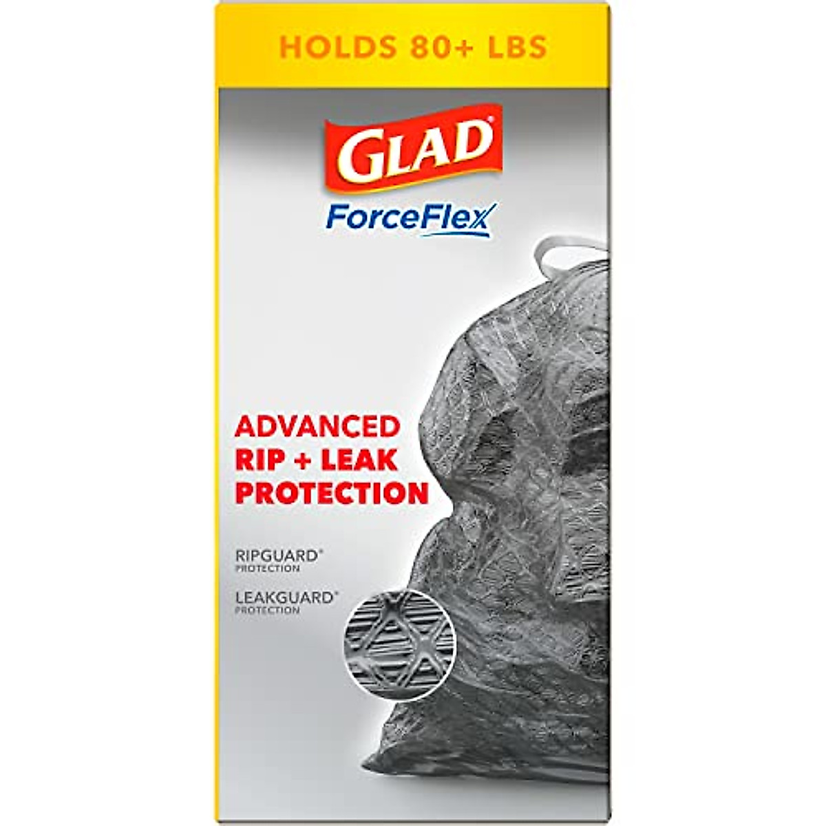 Glad Large Drawstring Trash Bags, ForceFlex 30 Gallon Black Trash Bags, 25 Count