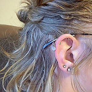 QWALIT 16gauge Industrial Earrings Chain Industrial Piercing Jewelry with Chain Industrial Bar Piercing Surgical Stainless Steel Double Helix Earrings for Women