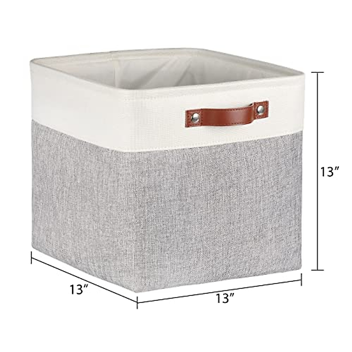 Kntiwiwo Cube Storage Bin Gray Cube Storage Bins for Closet Organizers and Storage Shelves Foldable Storage Cubes with Handles Set of 3，13”x13”x13”