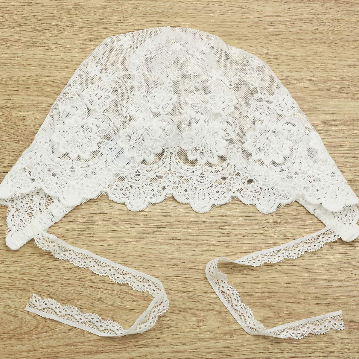 Nihao Baby Baptism Bonnet (F-White Simple Lace Bonnet, 1-2 Years Old)