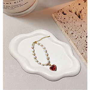 Ceramic Jewelry Dish for Women, Jewelry Tray Trinket Dish, Cloud Tray Jewelry Plate, Watch Keys Tray Ring Dish Holder for Mother's Day/Christmas/Thanksgiving/Birthday Gift, Spotted White