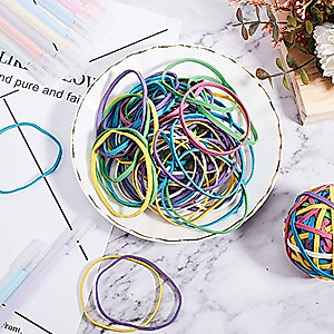 NBEADS 5 Rolls 600Pcs 3mm Bulk Colored Rubber Band Balls, 0.36" Rainbow Colorful Elastic Stretchable Rubber Bands, Stationery Holder Elastic Band Loops for Arts Crafts Document Office Supplies
