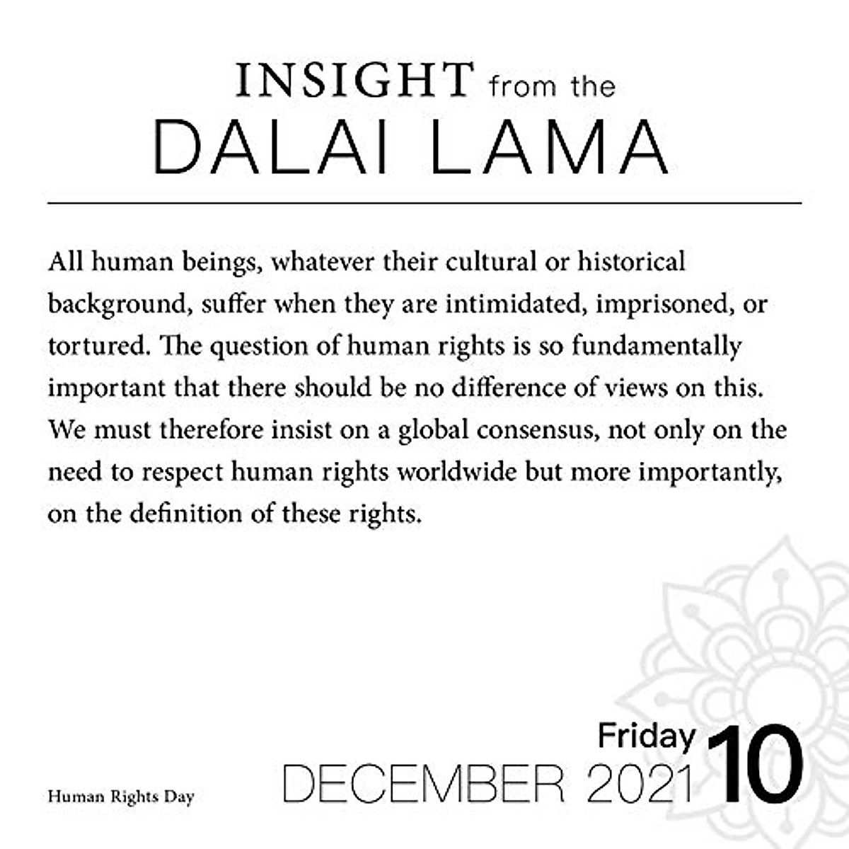 Insight from the Dalai Lama 2021 Day-to-Day Calendar