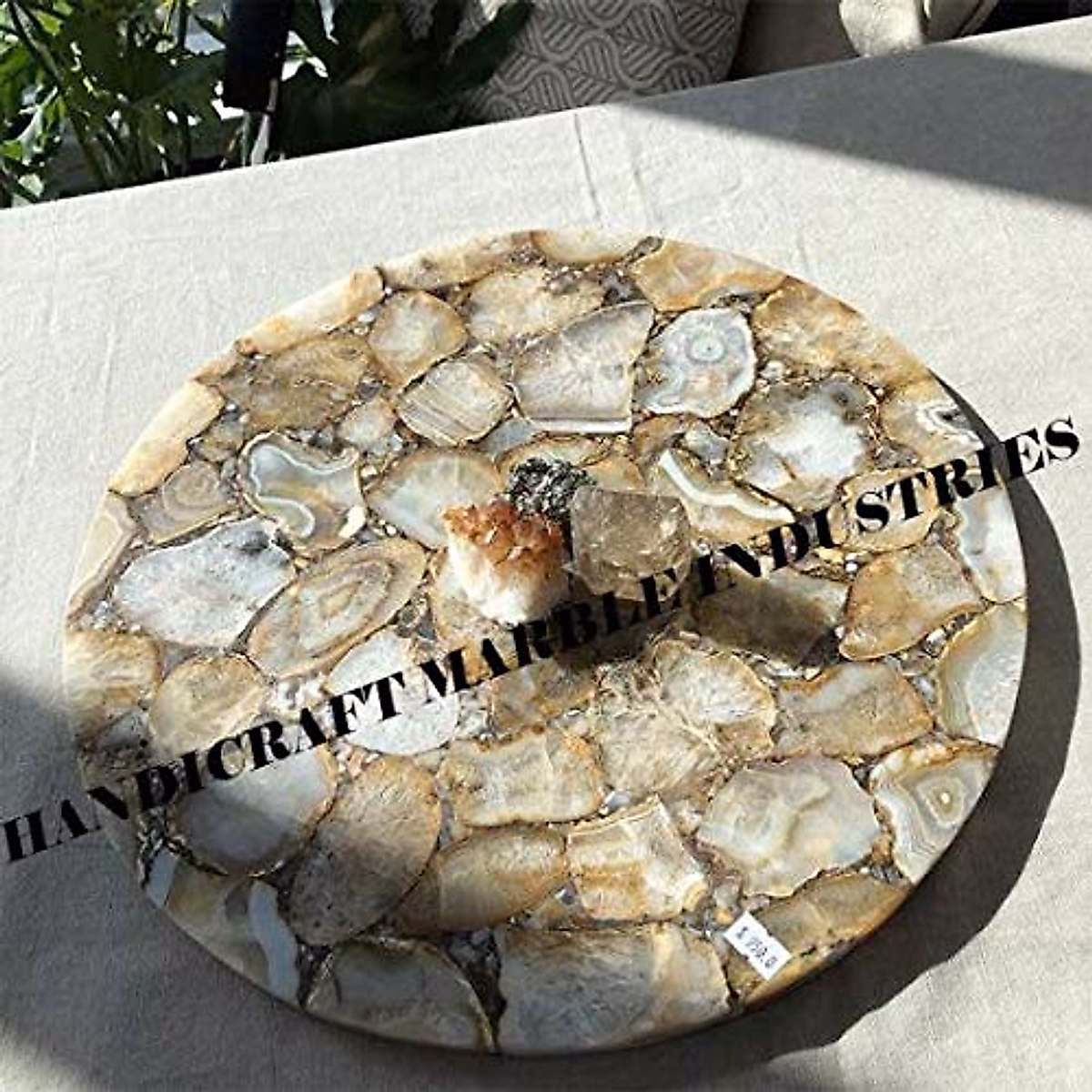 Valentine's Day Gift 15" Agate Table, round coffee table Wild Agate Coffee Table Top, Stone Coffee Table, Agate Kitchen Table Top, Round Agate Coffee Table Natural Agate