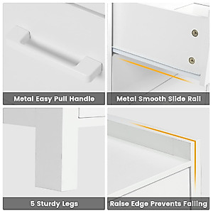 Hasuit White Dresser for Bedroom with LED Lights, Large Capacity Wooden Storage Cabinet, Chest of 6 Drawers, 6 Drawer Dresser for Hallway, Entryway