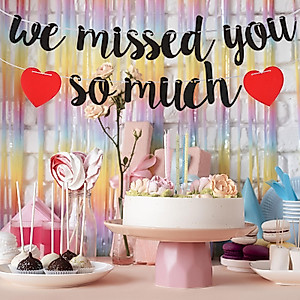 Welcome Home Banner, We Missed You So Much Banner Welcome Home Sign Friendsgiving Sign Banner for Reunion Military Return Party Graduation Happy Homecoming Party, Black