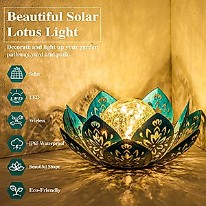 Huaxu Solar Garden Lights Outdoor Decorative - Bright Lotus Flower Table Lamp, Waterproof Solar Lights for Patio Pathway Yard Balcony Outside Decor