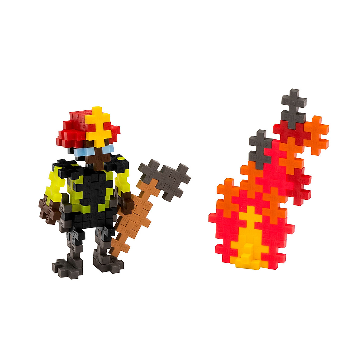 PLUS PLUS 3D Figure Building Block Set, Fun Stem Toys for Kids, 70 Interlocking Pieces - Firefighter Mini Maker Tube