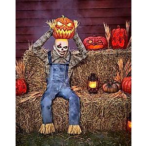 Spirit Halloween 3.6 Ft Lil Jack Carver Animatronic | Decorations | Animated | Yellow Light Up LEDs | Pop-Up Motion
