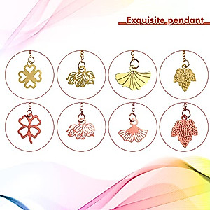 8 Pieces Metal Bookmarks Flowers with Chain Hollow Design Leaf Bookmark Personalized Handmade Present for Reader, Book Lovers, Writers, Students, Teachers, Gold and Rose Gold