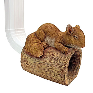 Jolly the Squirrel Gutter Guardian Downspout Statue