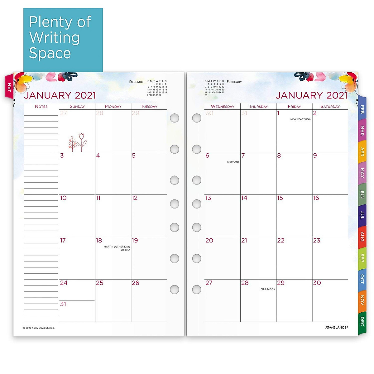 2021 Daily & Monthly Planner Refill by AT-A-GLANCE, 52111 DAY-TIMER, 5-1/2" x 8-1/2", Size 4, Kathy Davis (KD81-125-21)